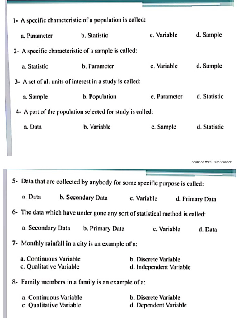 Introduction To Statistics Mcqs Pdf