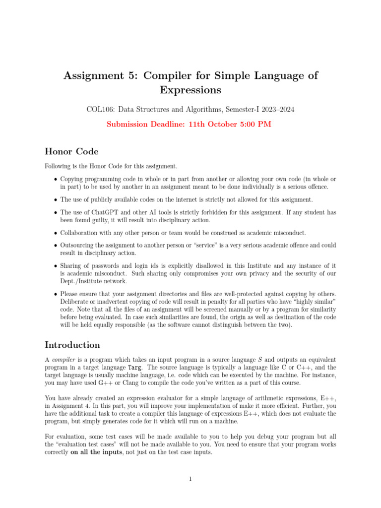 COL106 Assignment 5 v2 | PDF