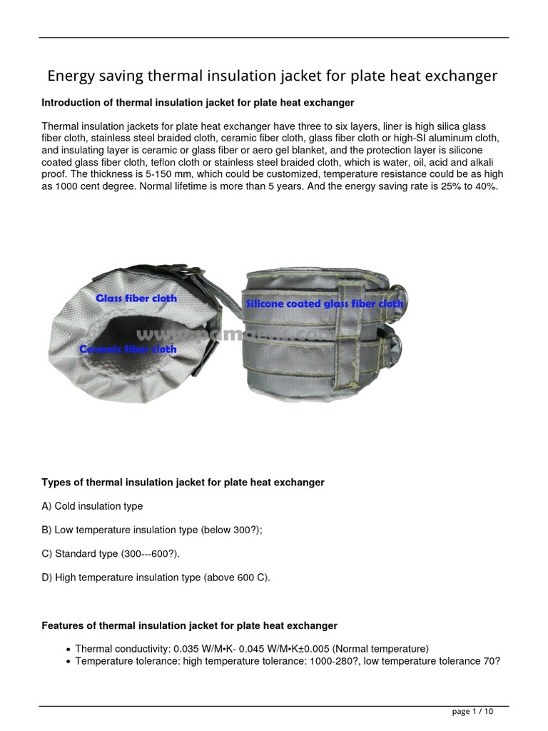 Thermal Insulation Jacket For Plate Heat Exchanger | PDF