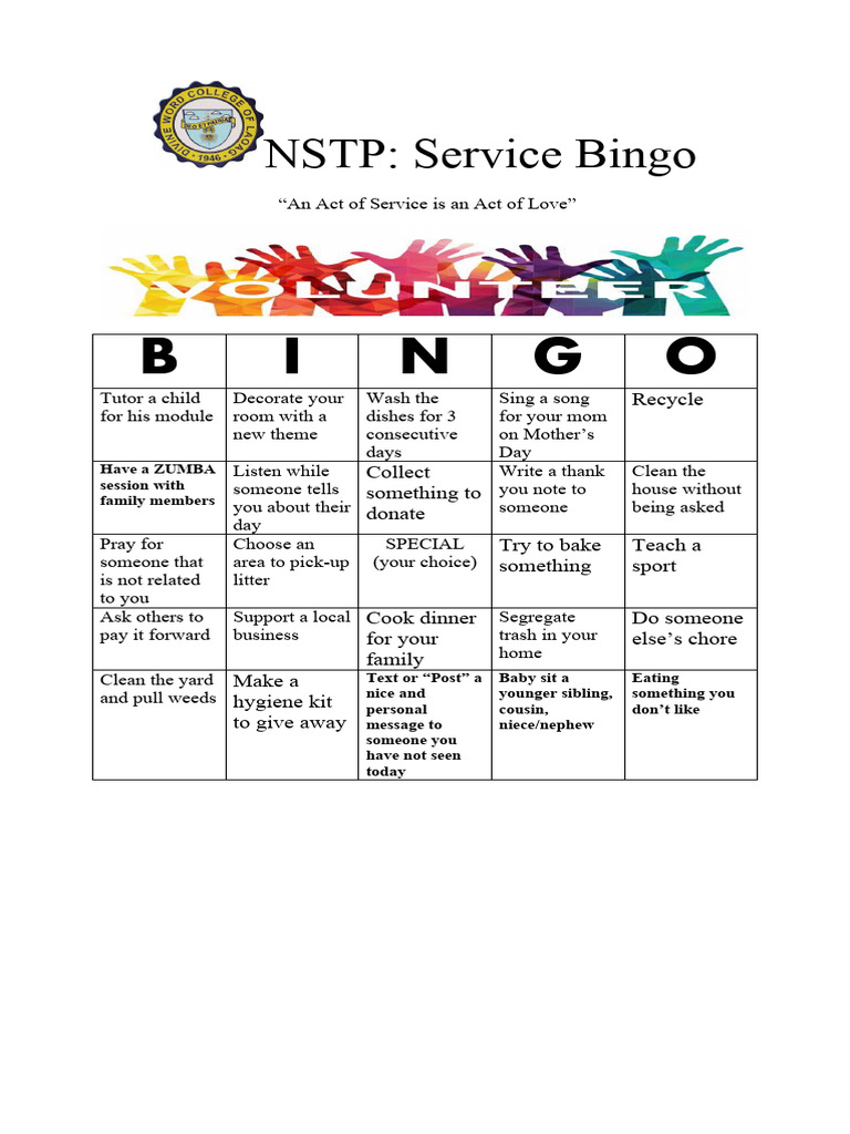 Service Bingo | PDF