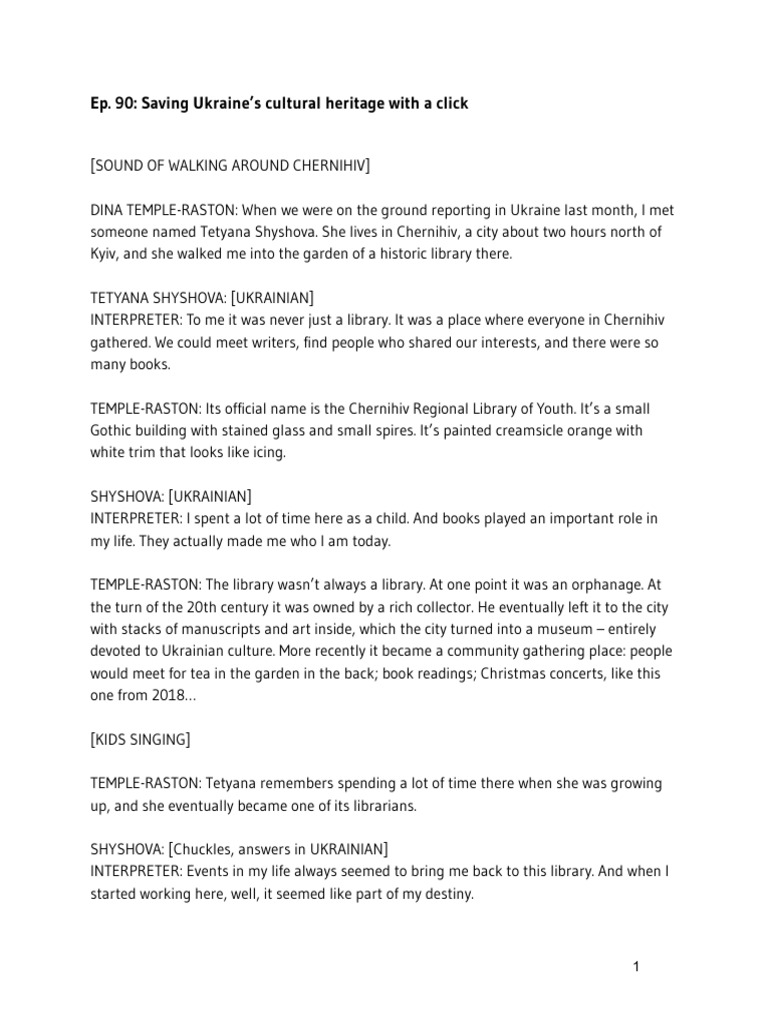 TRANSCRIPT Ep. 90: Saving Ukrainian Culture With A Click | PDF