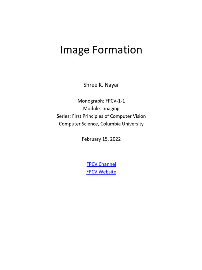 Image Formation FPCV 1 1 | PDF