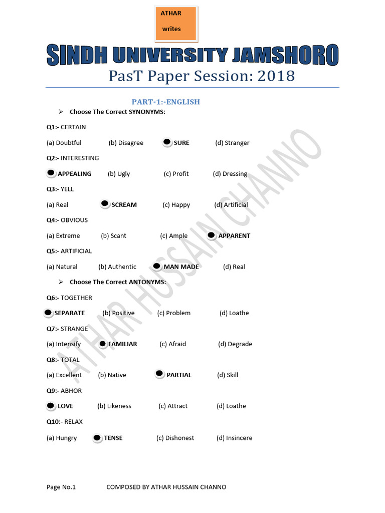 Sindh University 2018 Pdf