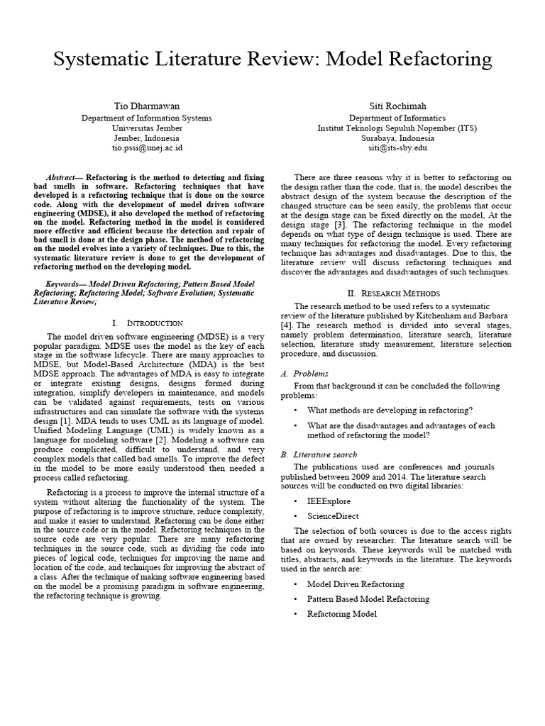 Model Refactoring Review: SLR | PDF