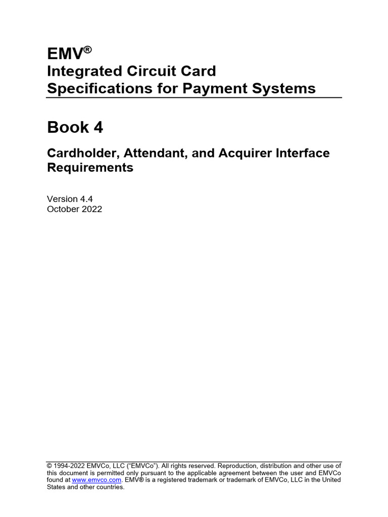 EMV v4.4 Book 4 Other Interfaces | PDF