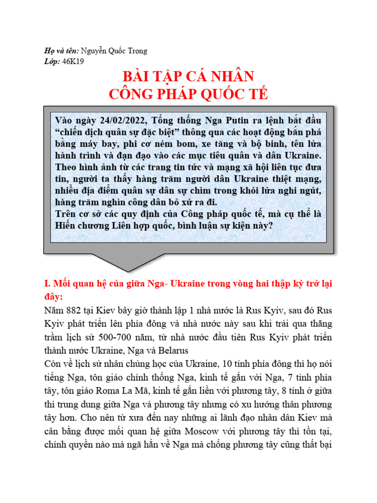 Bài tập cá nhân chương 2 CPQT | PDF