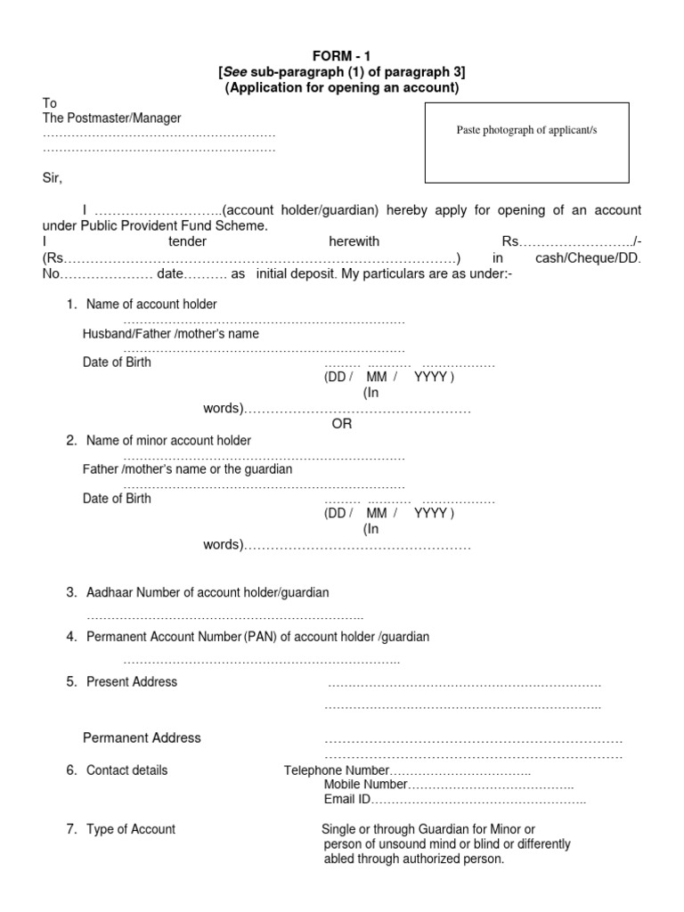 PPF Account Opening | PDF