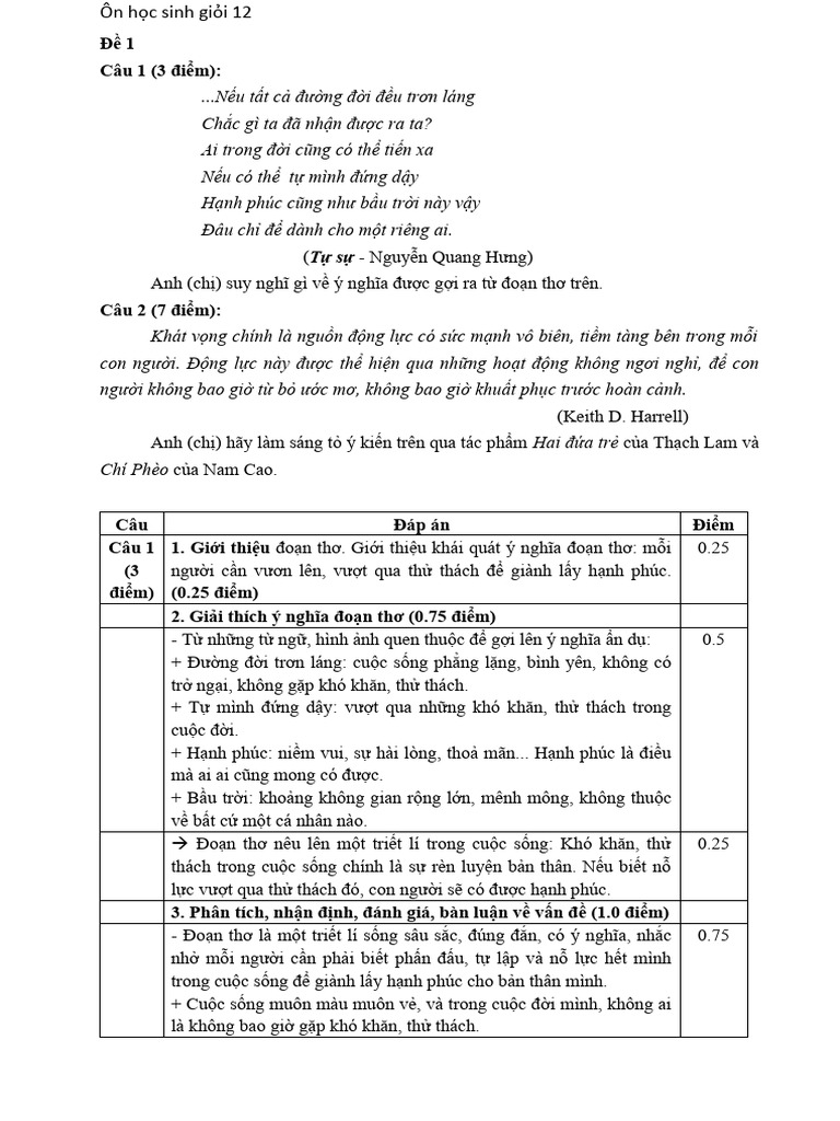 Bo de Thi HSG Ngu Van 12 - Gv Dùng Để Dạy | PDF