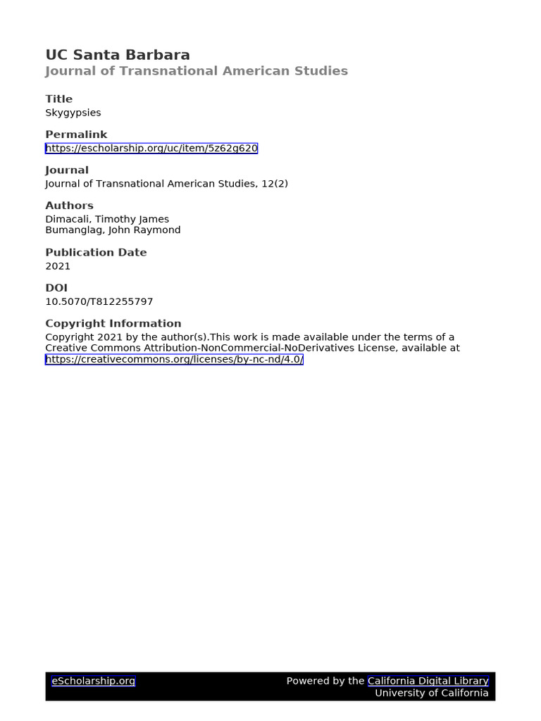 Dimacali and Bumanglag 2021 Sky Gypsies | PDF