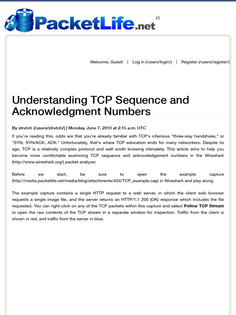 TCP Sequence and Acknowledgment Explained | PDF
