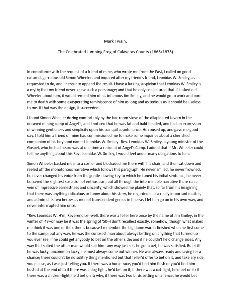 The Celebrated Jumping Frog of Calaveras County | PDF