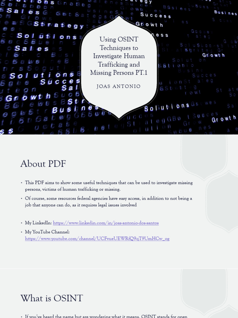 Using OSINT Techniques To Investigate Human Trafficking and Missing Persons PT.1 | PDF