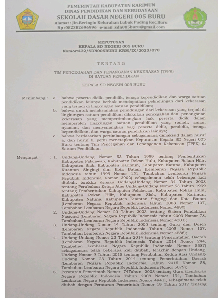 SK TPPK SDN 005 Buru | PDF