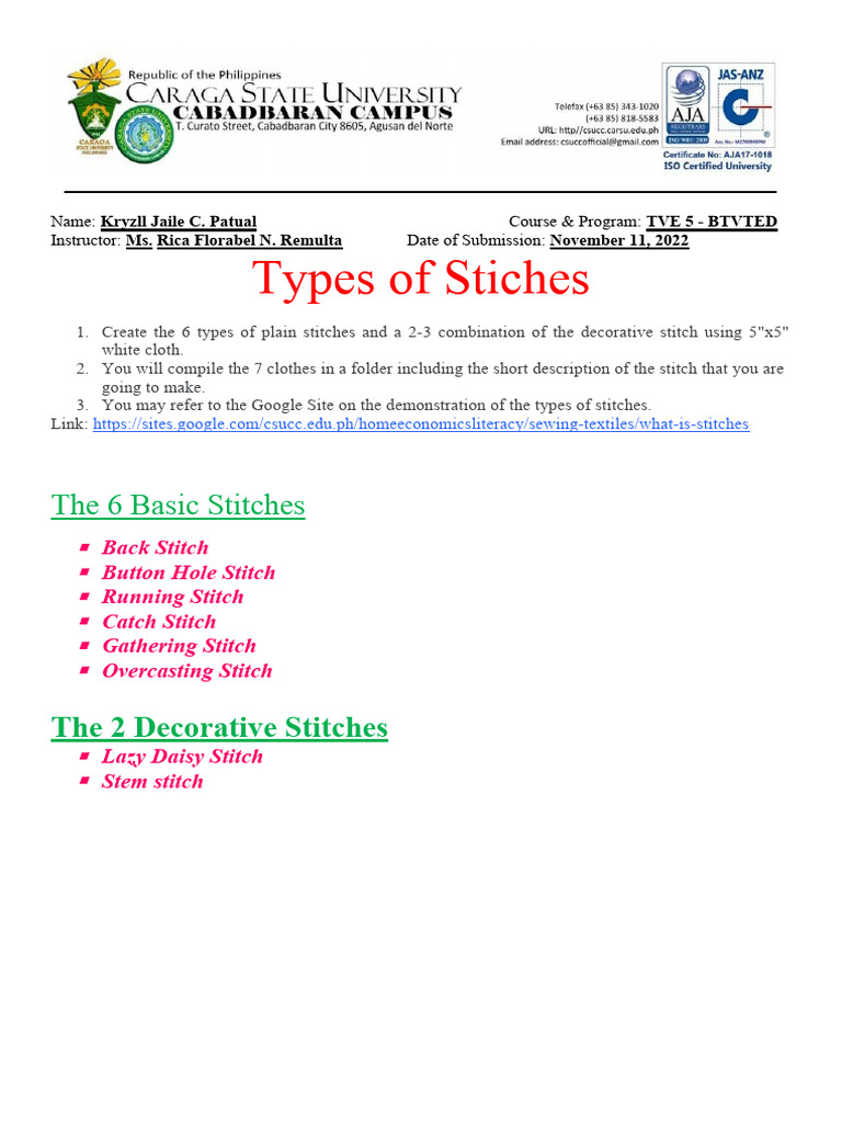 Tve 5 Basic Stitches | PDF