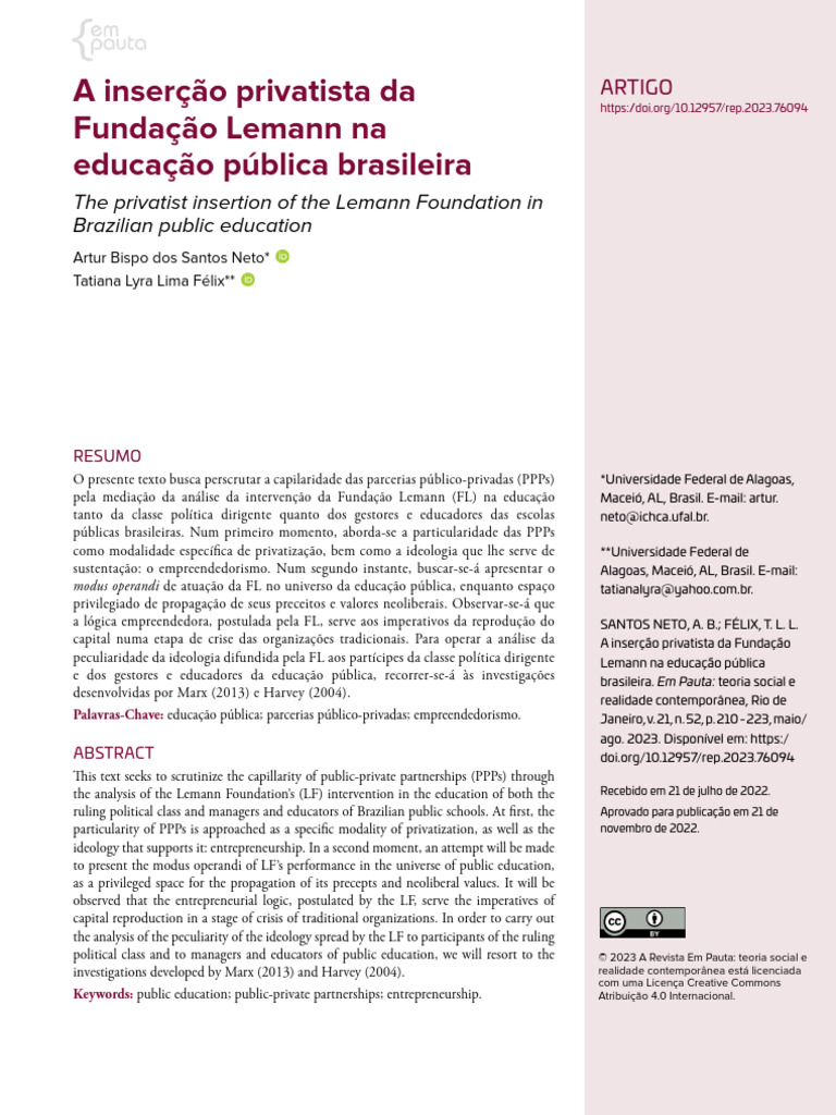 Privatização da Educação pela Fundação Lemann | PDF | Privatização ...