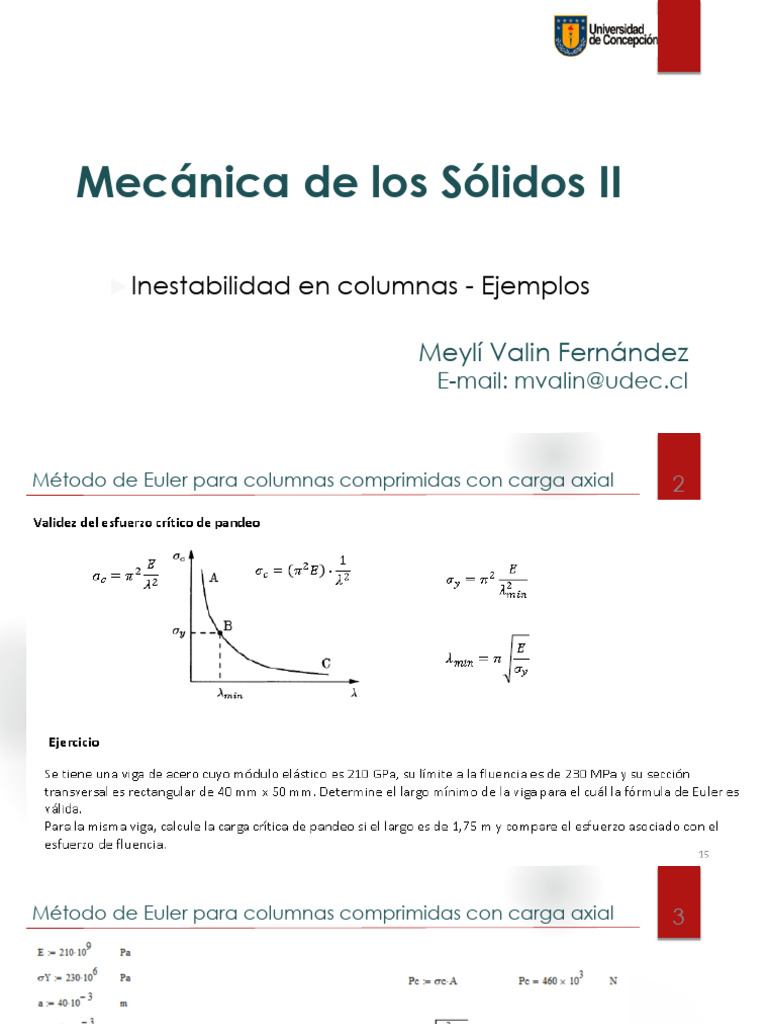 MS2 - 01 - Inestabilidad en Columnas - Método de Euler - Ejemplos | PDF