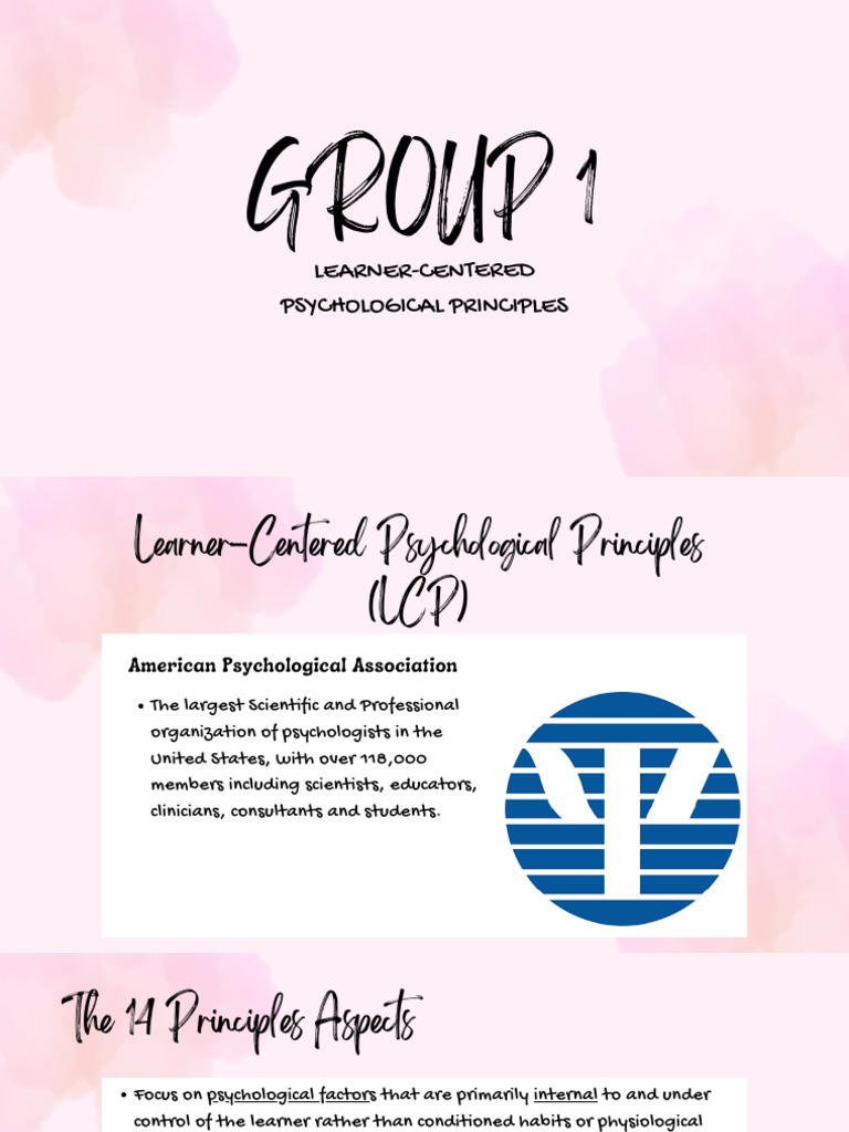 LCP (Learner-Centered Psychological Principles) | PDF