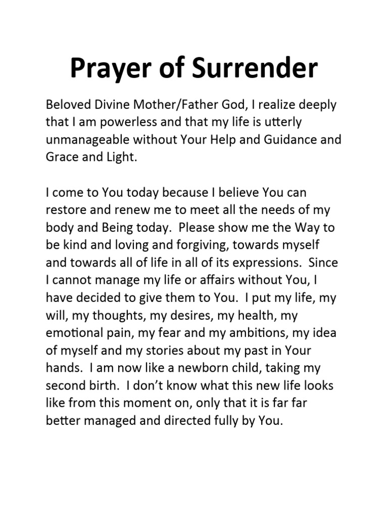 Prayer of Surrender To God | PDF