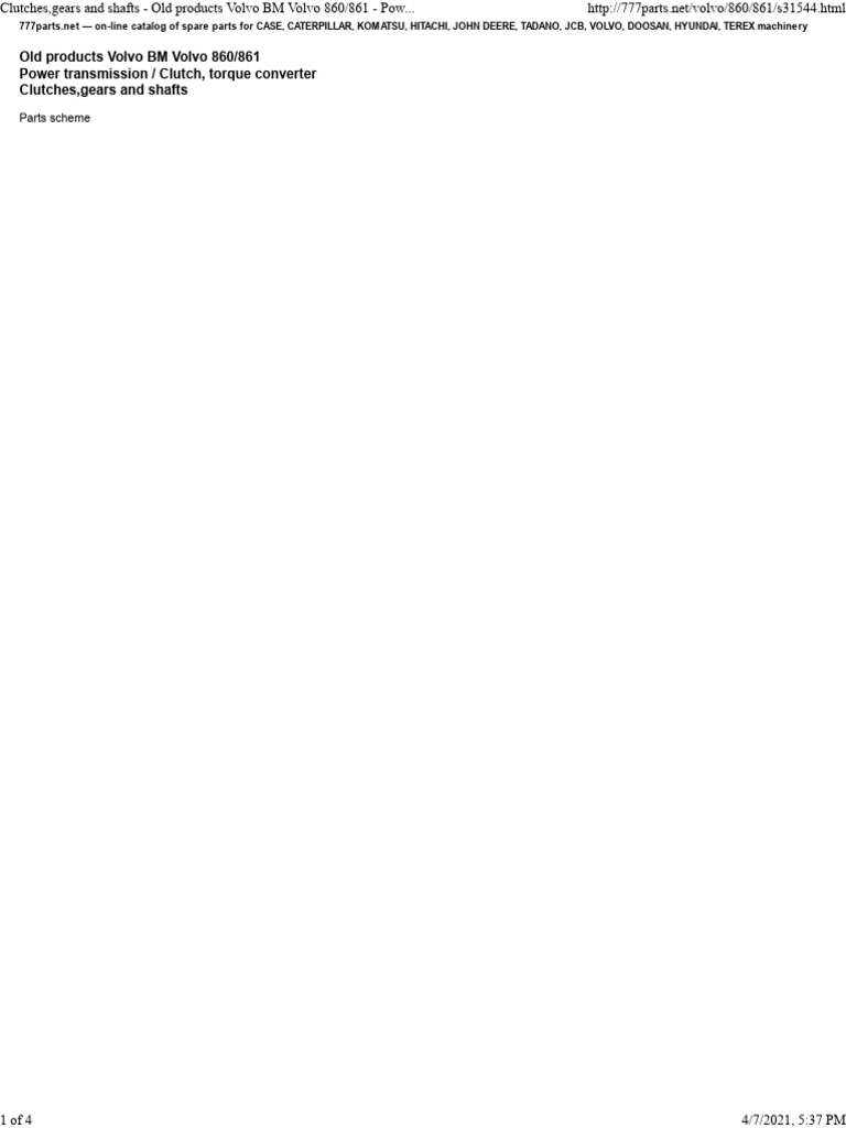 Clutches, Gears and Shafts - Old Products Volvo BM Volvo 860 - 861 ...