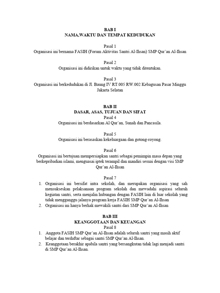 Contoh AD & ART OSIS SMP | PDF