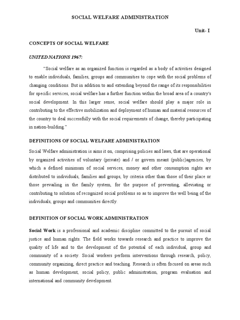 Social Welfare Administration | PDF | Human Services | Social Work