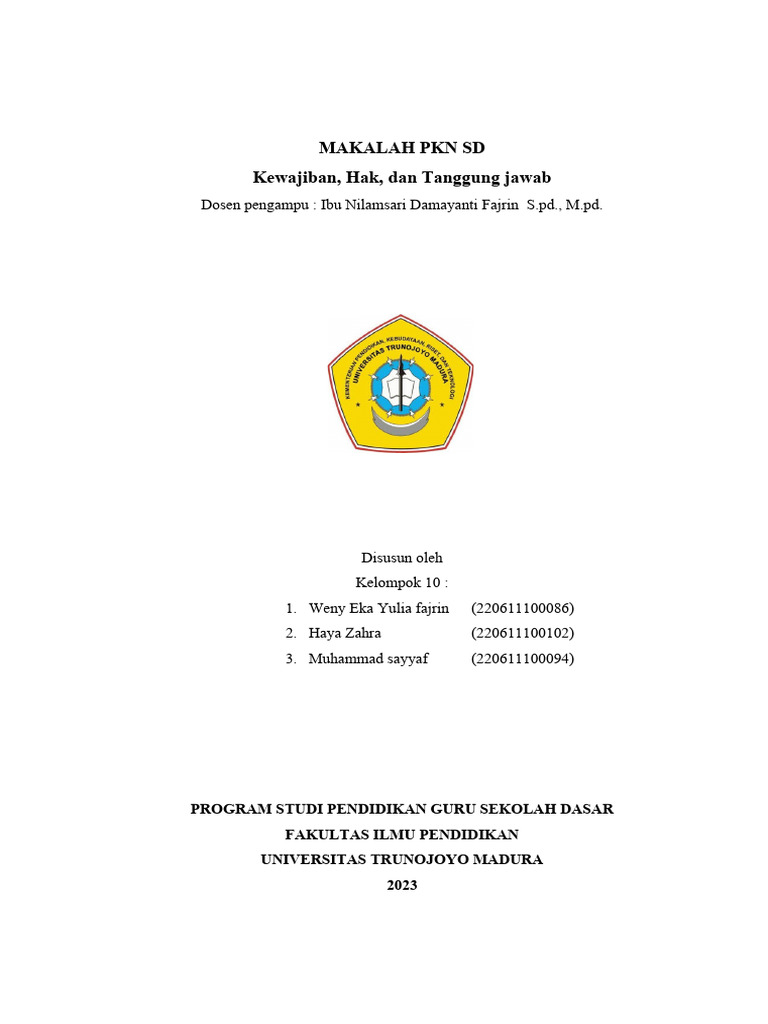 KEL 10 MAKALAH PKN (Kewajiban, Hak, Dan Tanggung Jawab) . | PDF