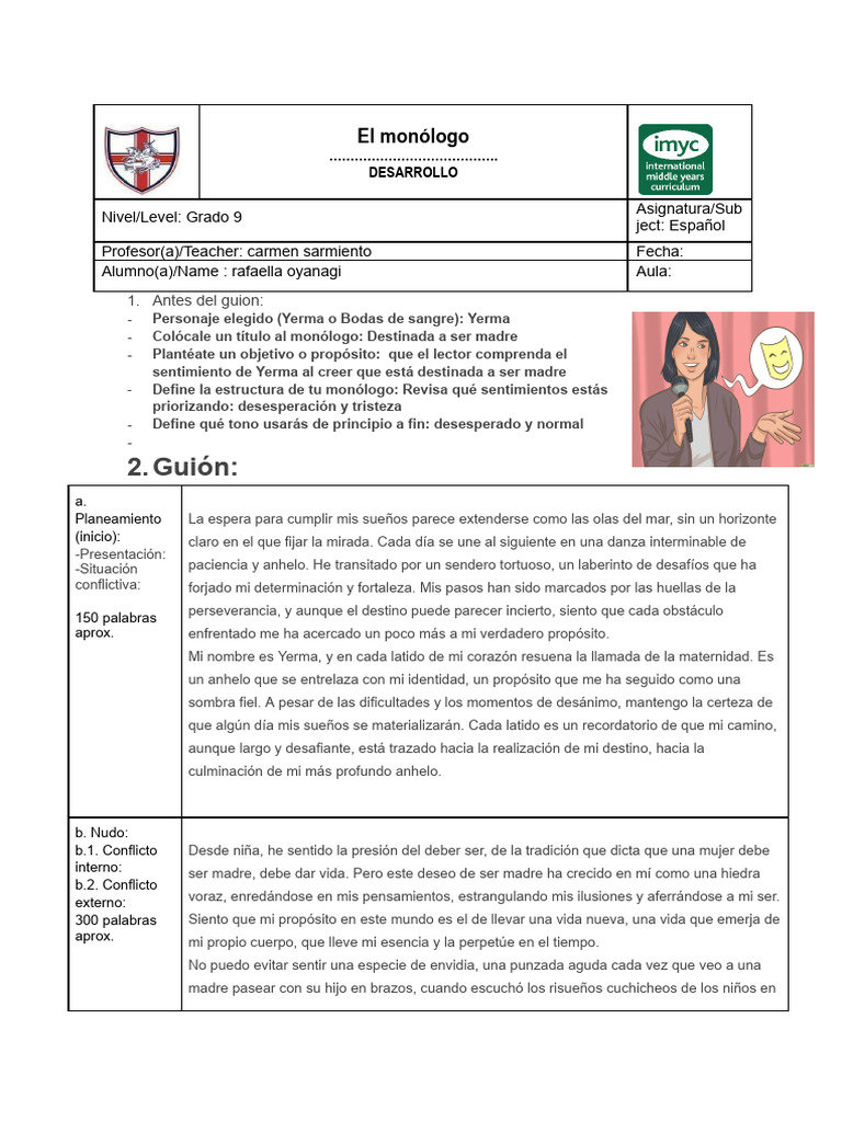 Guión Monólogo - G9 | PDF