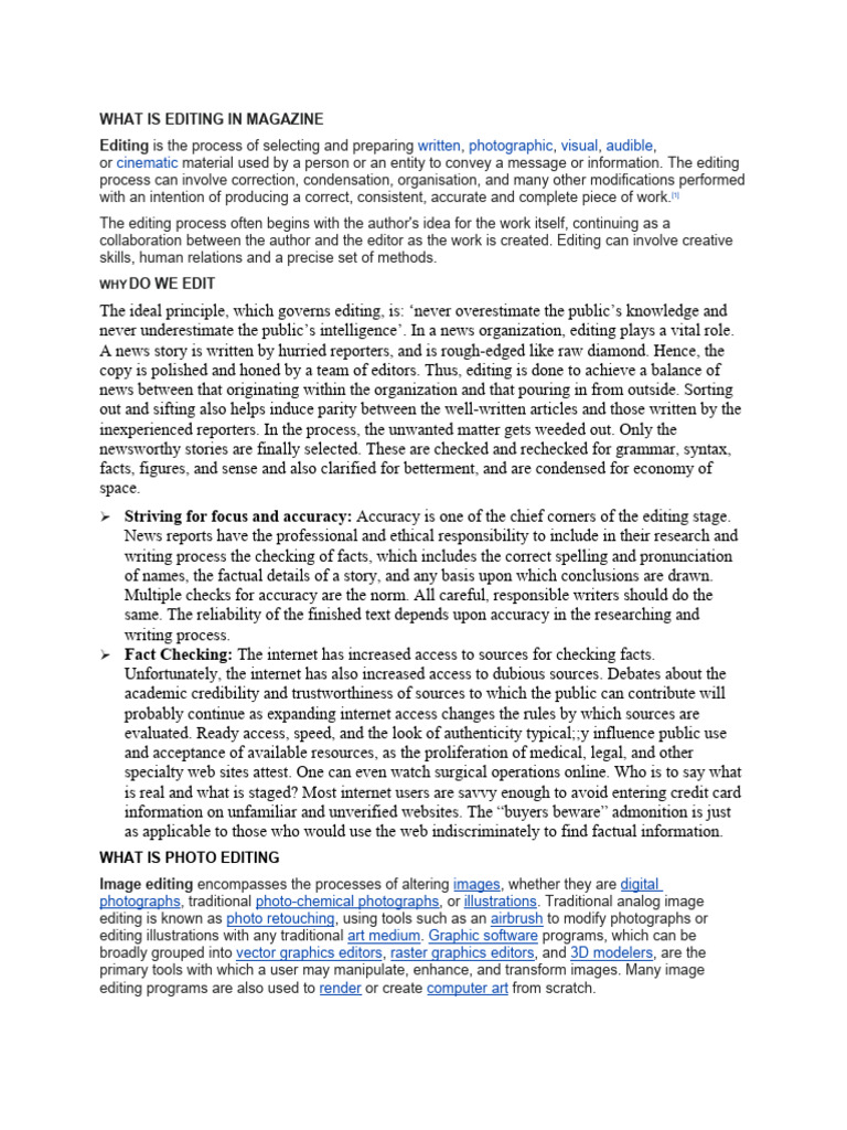 What Is Editing in Magazine | PDF