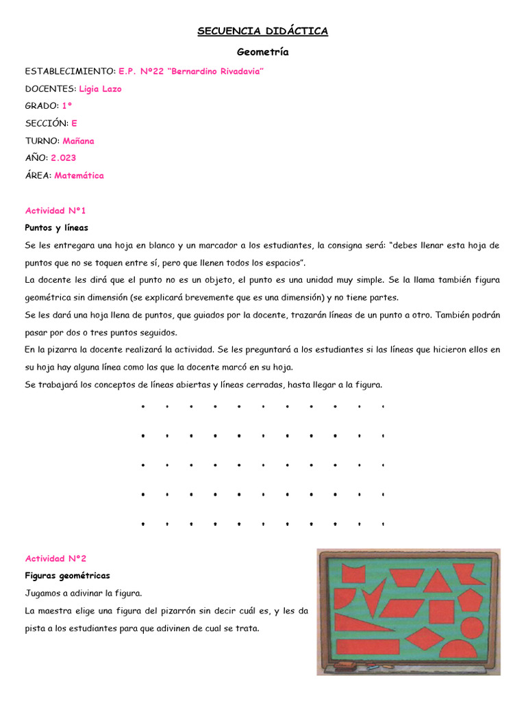1° Año Secuencia Didactica Geometria | PDF