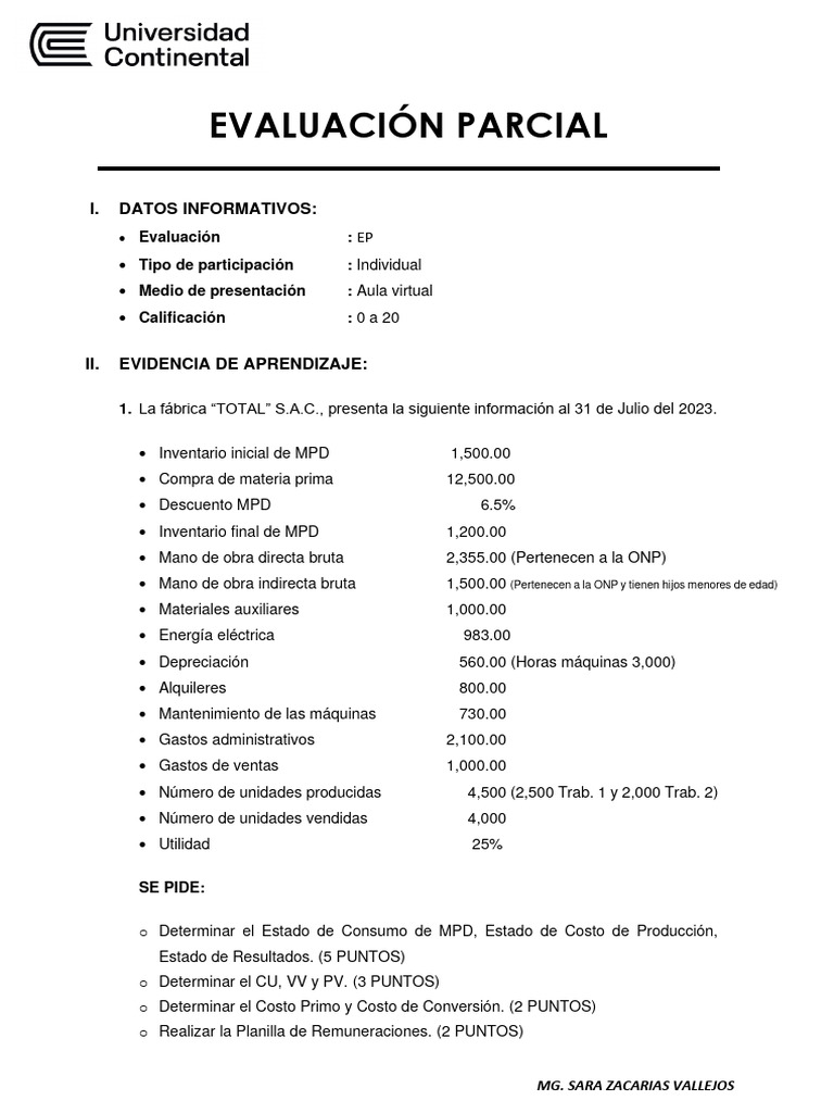 Evaluacion Parcial - 2023-2 | PDF
