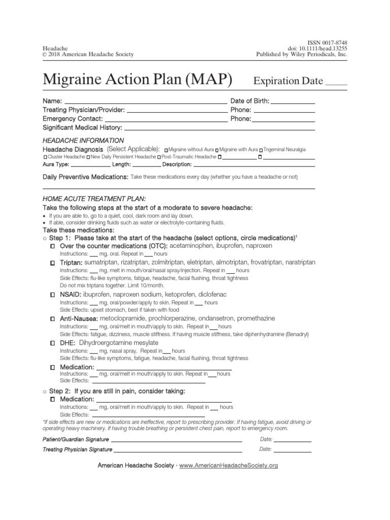 Migraine Action Plan Template | PDF