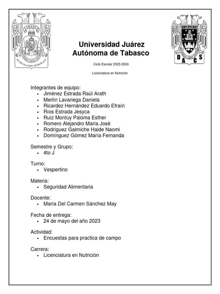 Formato para Encuestar ELCSA y Frecuencia de Consumo | PDF