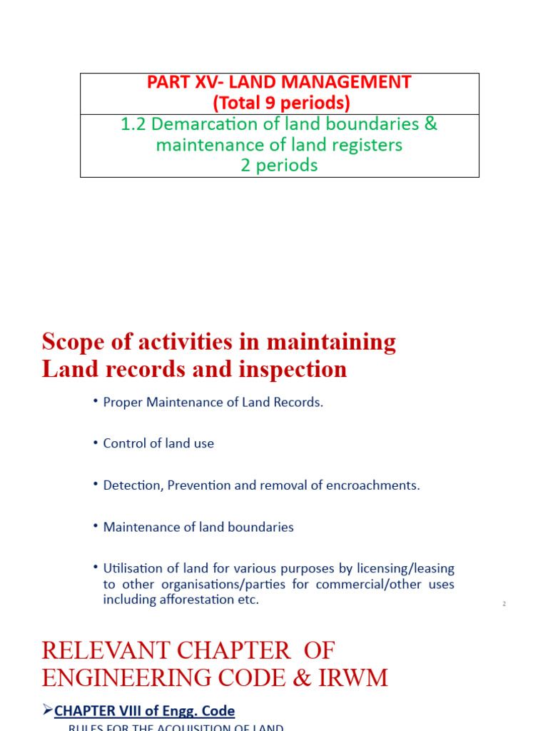1.2 - Demarcation of Land Boundaries & Maintenance of Land Registers ...