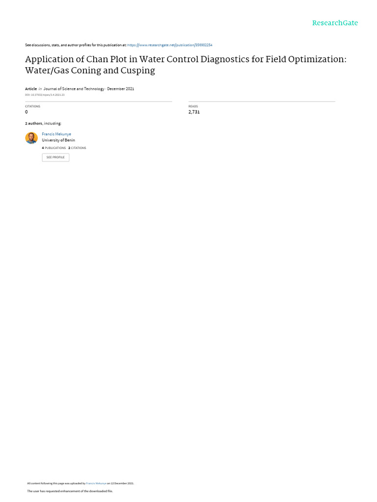 Chan Plot for Water Coning Diagnostics | PDF