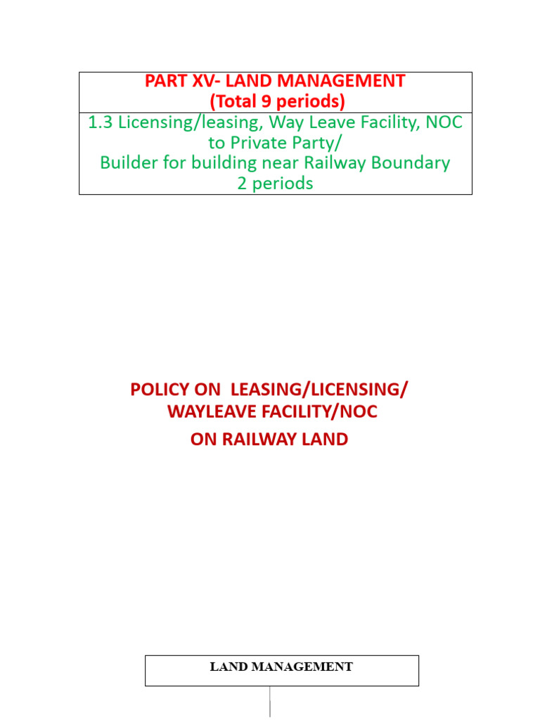 1.3 - Licensing-Leasing, Way Leave Facility, NOC To Private Party - V4 | PDF