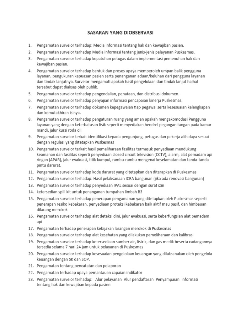 Daftar Observasi Surveior | PDF