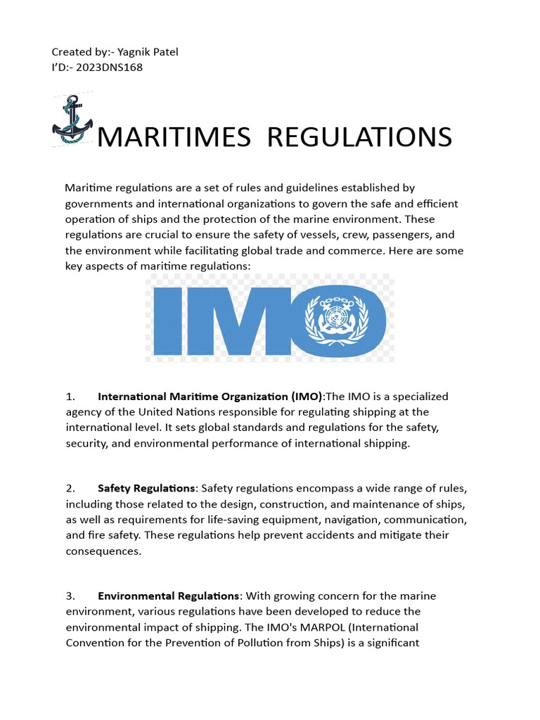 Maritimes Regulation Assignment1 | PDF