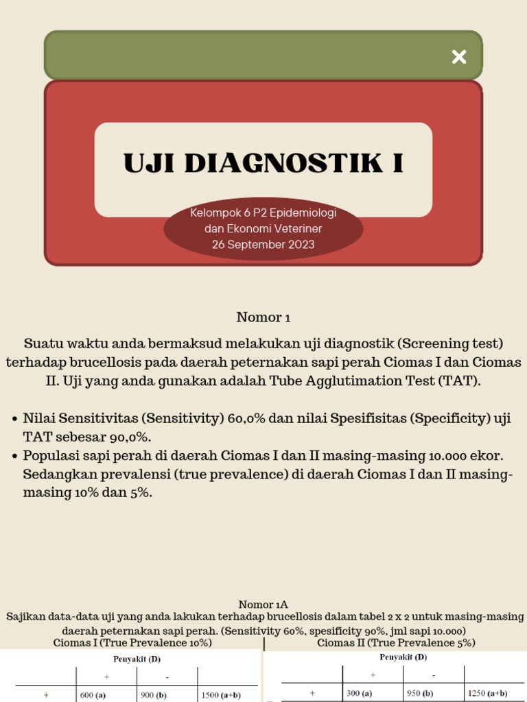 P2 Kelompok 6 Uji Diagnostik I 19 September 2023 Ppt Pdf