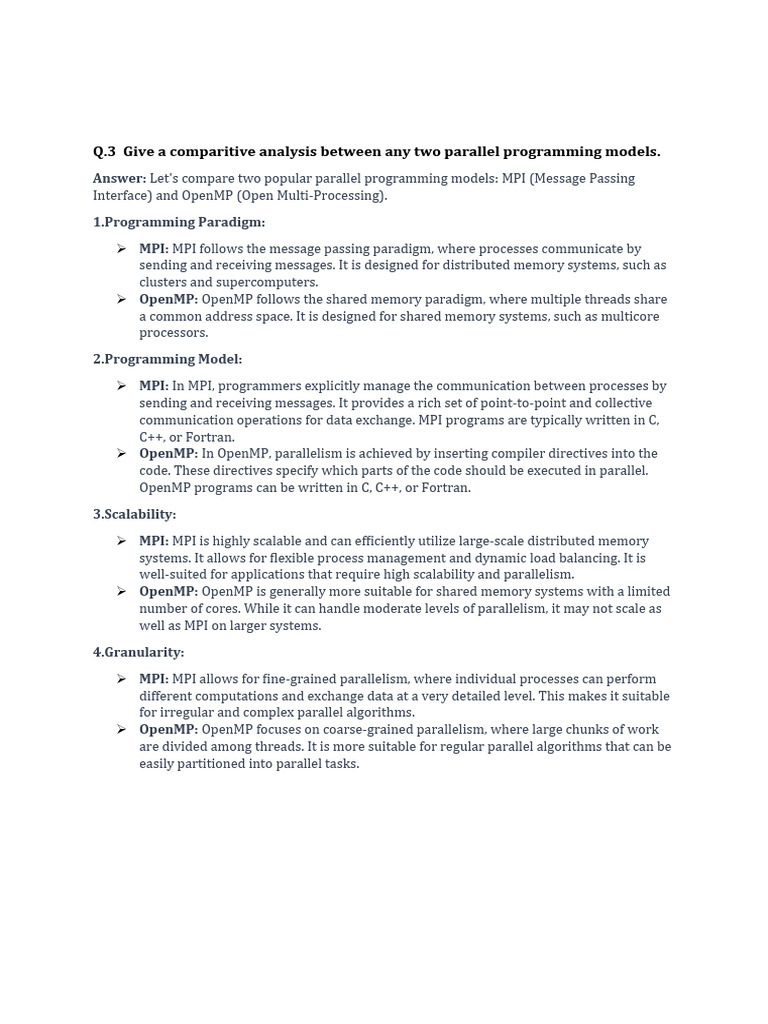 MPI vs OpenMP: Parallel Programming Comparison | PDF