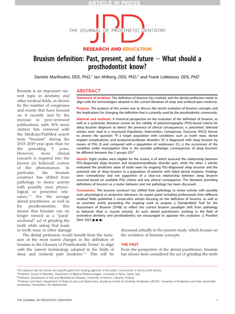 Manfredini Bruxismo 2021 | PDF