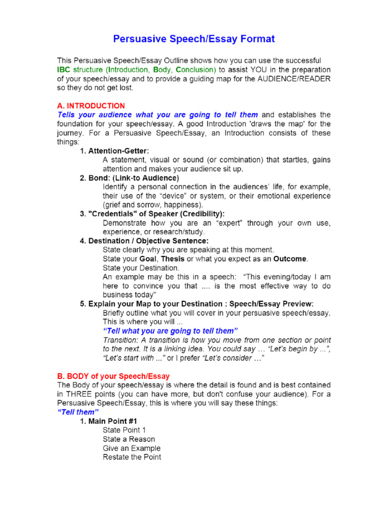 Persuasive Speech - Essay Format | PDF