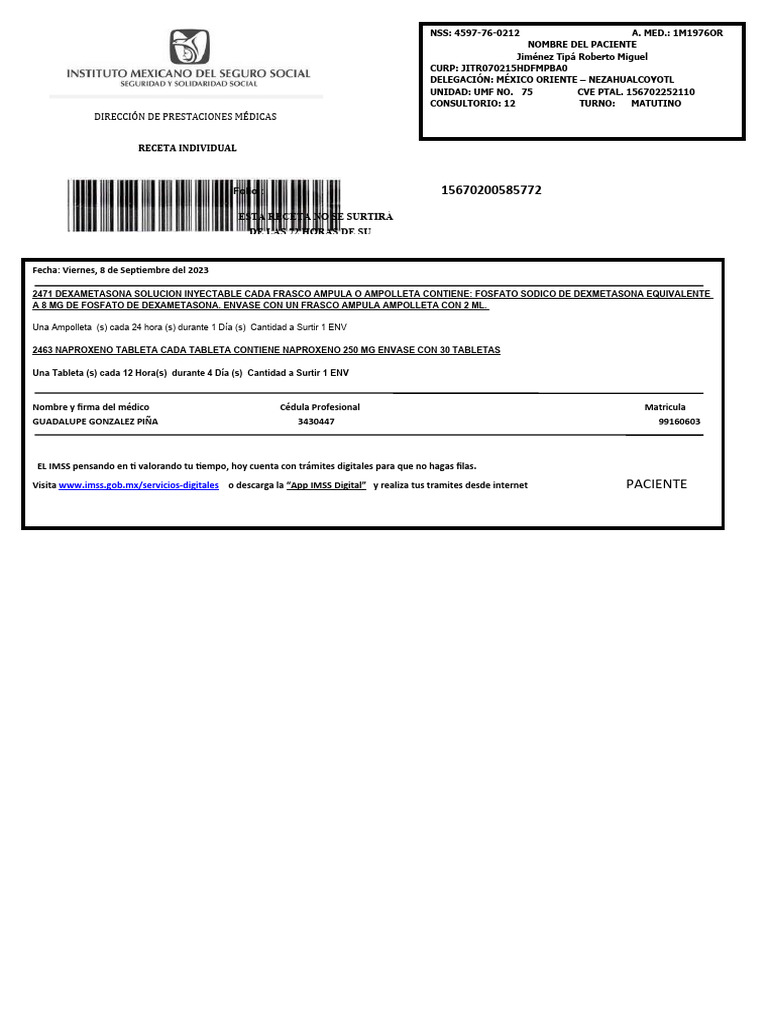 Receta IMSS Editable | PDF