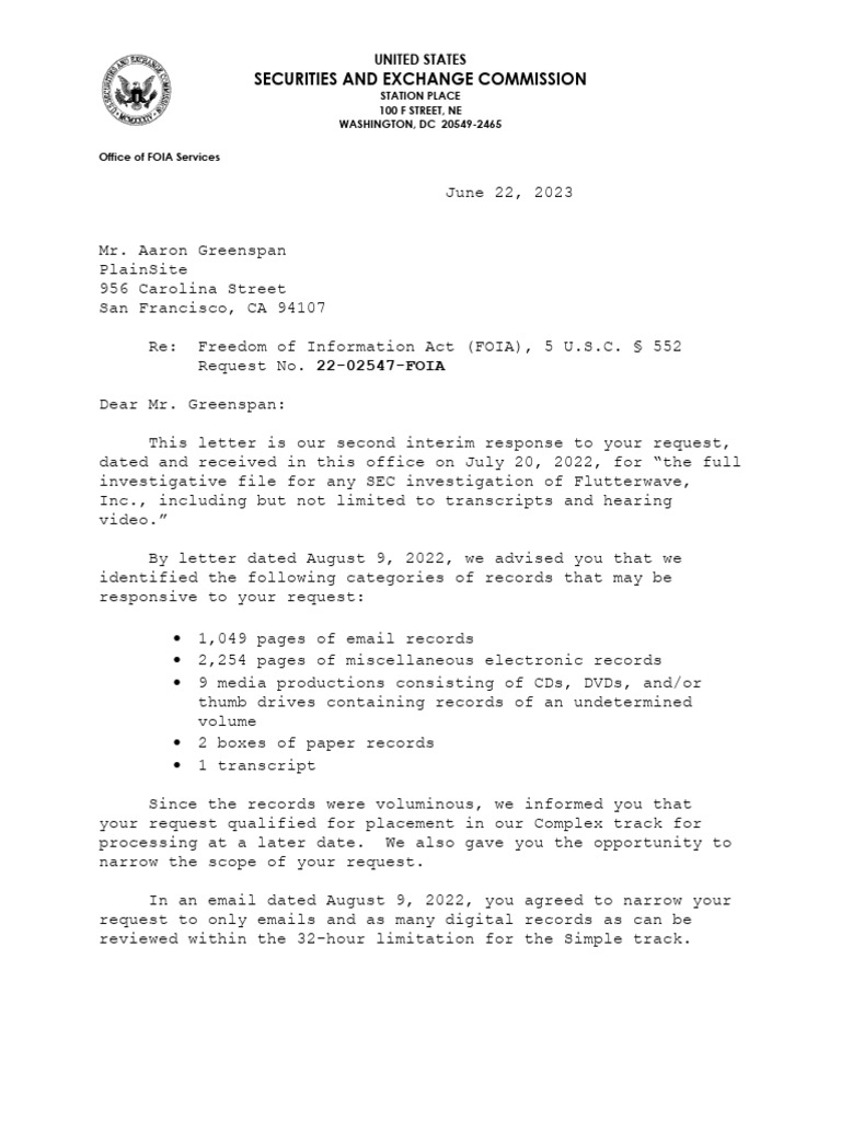 SEC Flutterwave Securities Fraud Investigation Document Tranche 2 | PDF