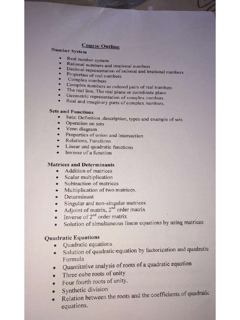 Basic Mathematics Outlines | PDF