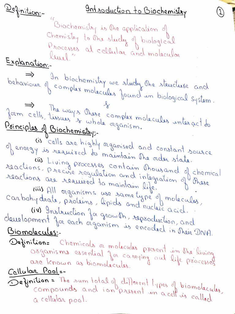 Introduction To Biochemistry Lecture 1 | PDF