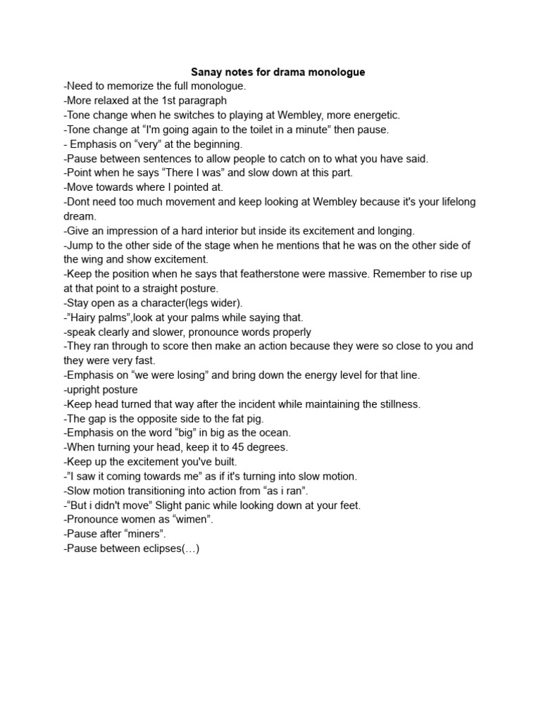 Sanay Notes For Drama Monologue | PDF