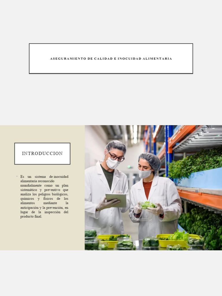 Aseguramiento de Calidad e Inocuidad Alimentaria | PDF