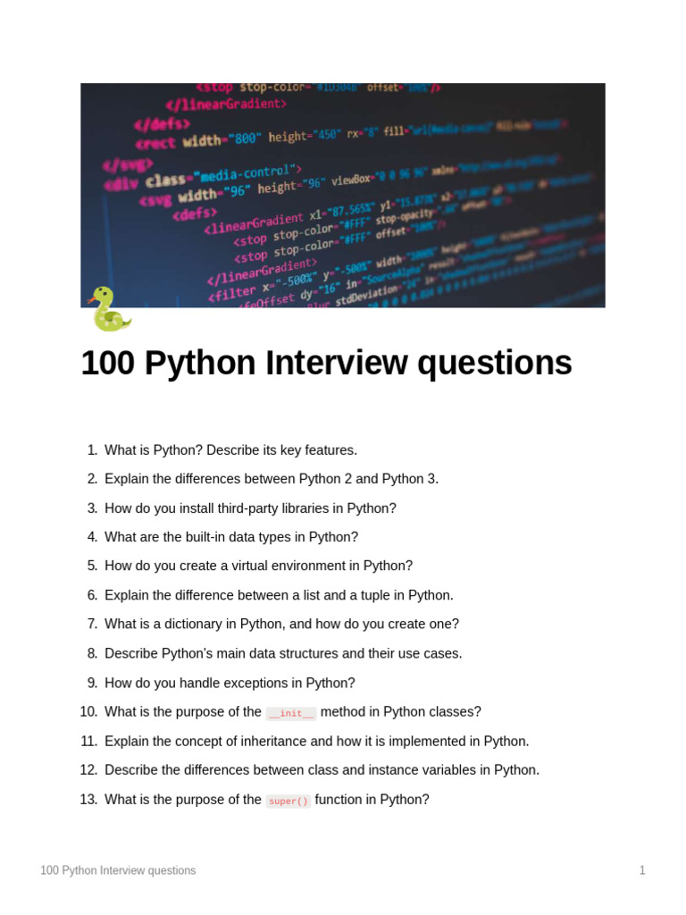Python Interview Questions Compressed | PDF