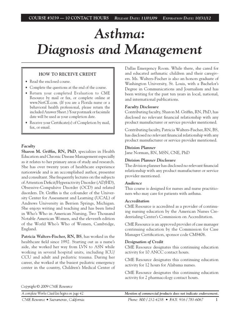 Asma Diagnosis and Management | PDF | Allergy | Asthma