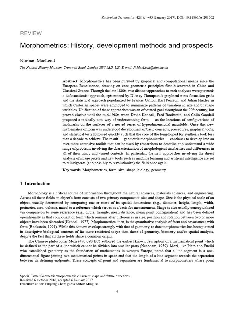 Morphometrics_ History, Development Methods and Prospects | PDF ...